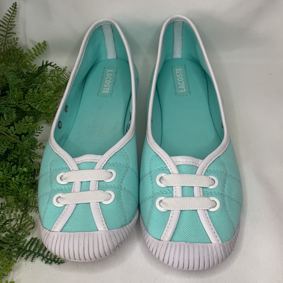 Lacoste | Shoes | Lacoste Ithia Teal Blue Comfort Slip On Canvas Ballet ...